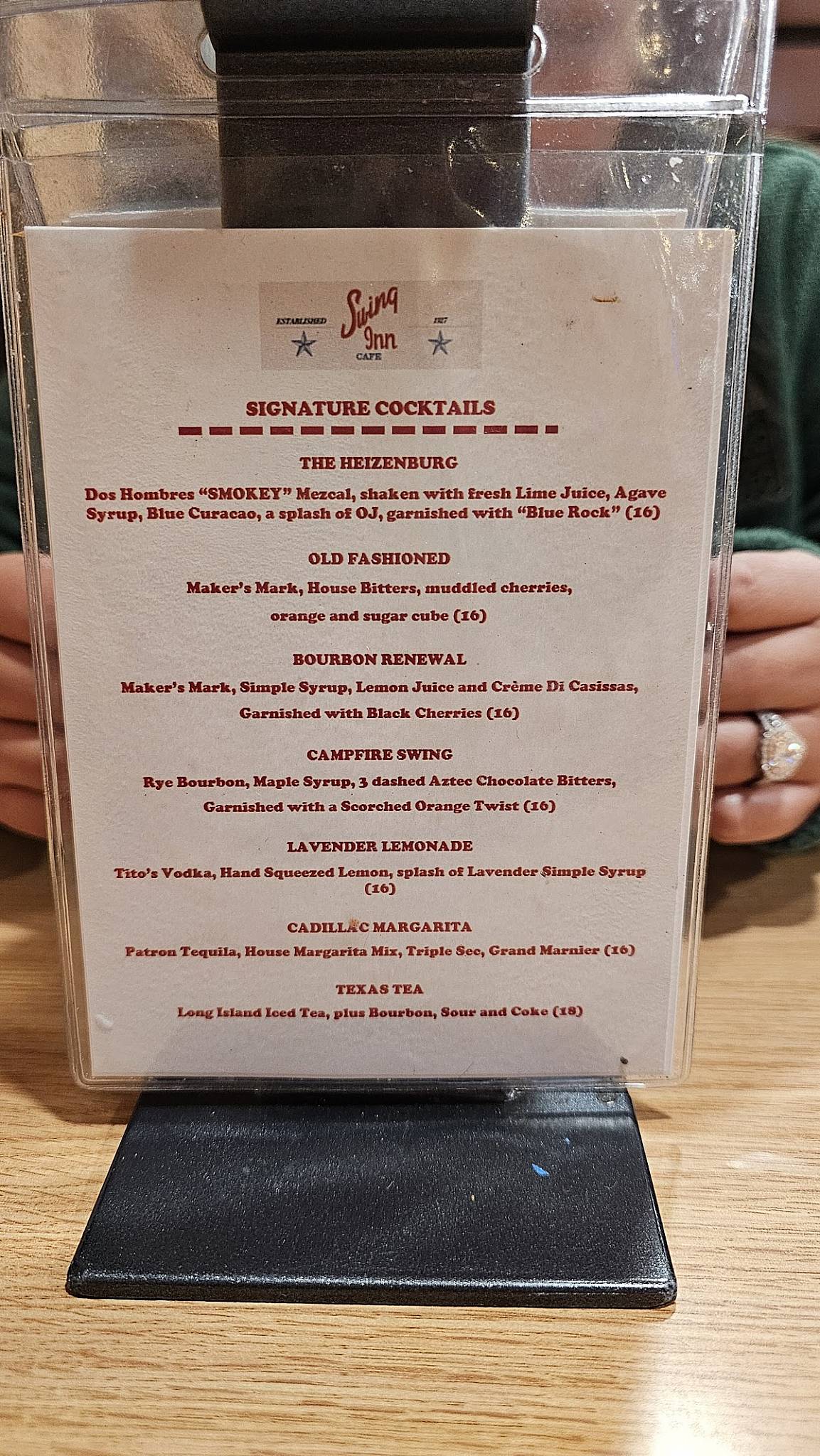 Menu at Swing Inn Cafe & BBQ, Temecula
