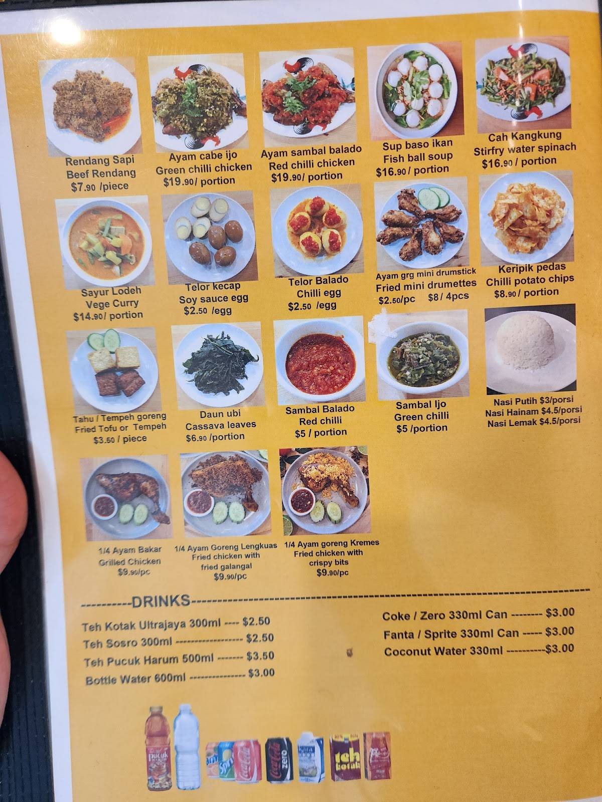 Menu at Medan Ciak Indonesian Restaurant, Sydney, shop 10/339 Sussex St