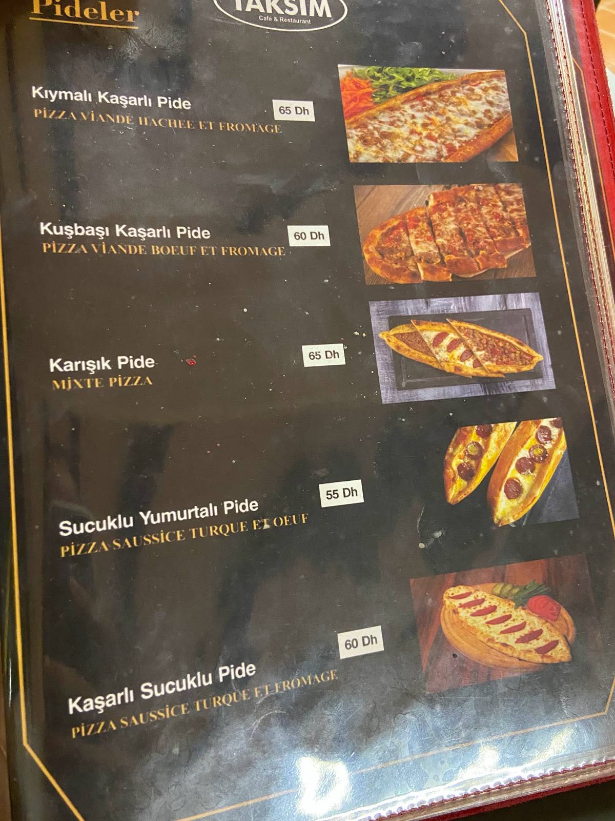 Carta de TAKSIM RESTAURANT CAFE, Nador