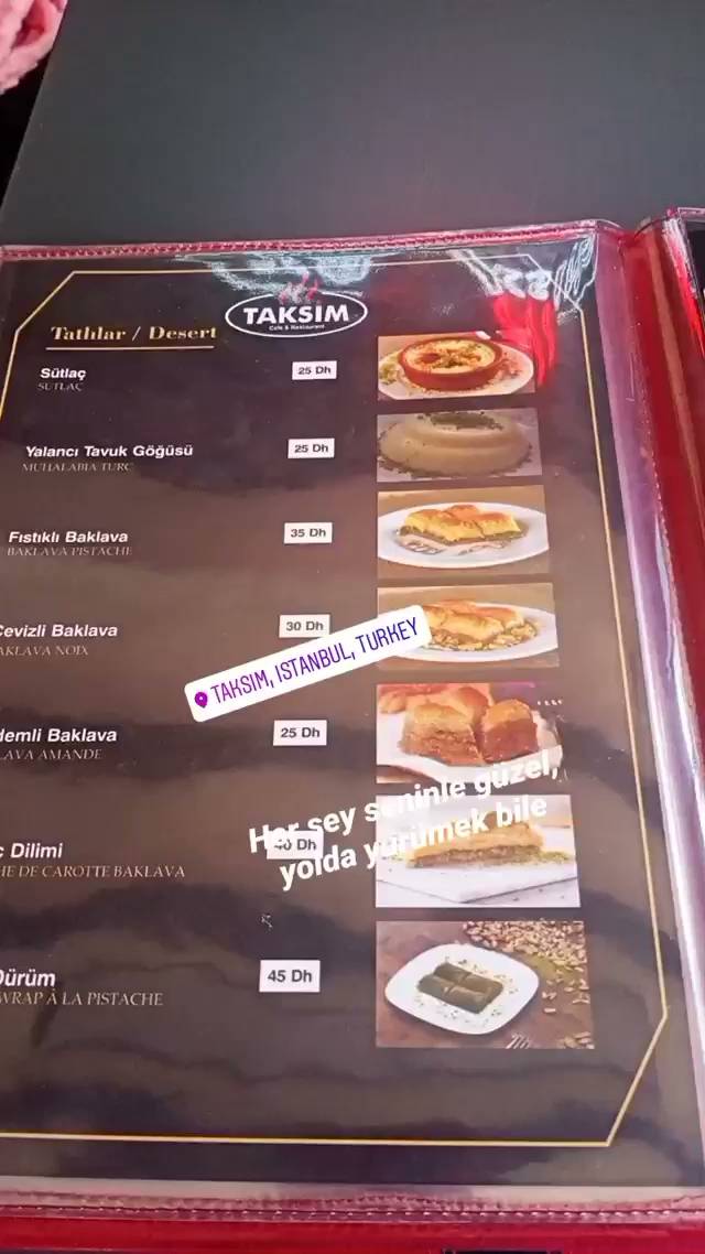 Carta de TAKSIM RESTAURANT CAFE, Nador