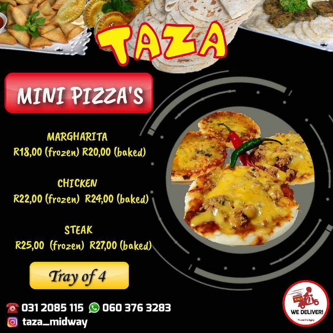 Menu at TAZA MIDWAY FOODS restaurant, Durban