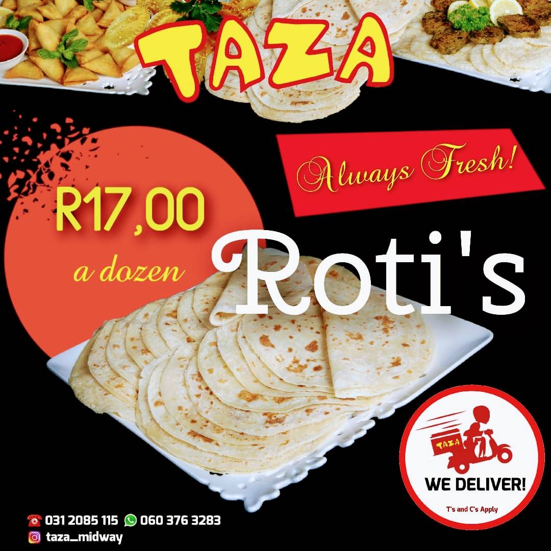 Menu at TAZA MIDWAY FOODS restaurant, Durban