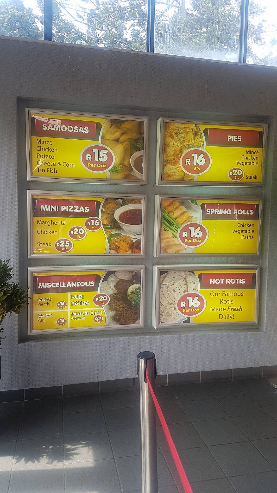 Menu at TAZA MIDWAY FOODS restaurant, Durban