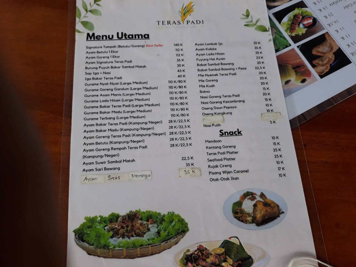 Carta de TERAS PADI Resto, Wisata dan Cafe, Indonesia