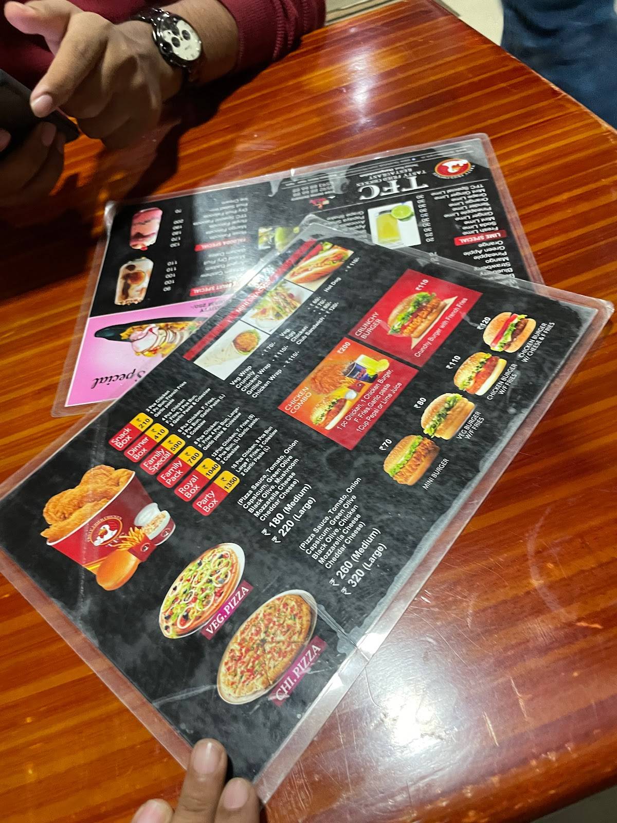 Menu at TFC, Changaramkulam