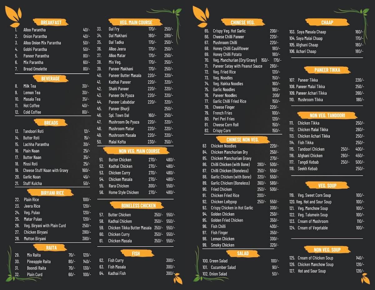 Menu at THE FOOD TOWN, New Chandigarh