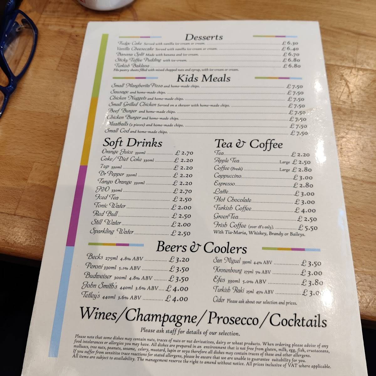Menu at THE FOUR SEASONS RESTAURANT, Whitby