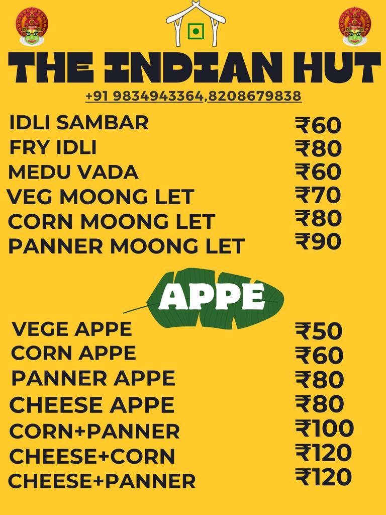 Menu at THE INDIAN HUT, Indore