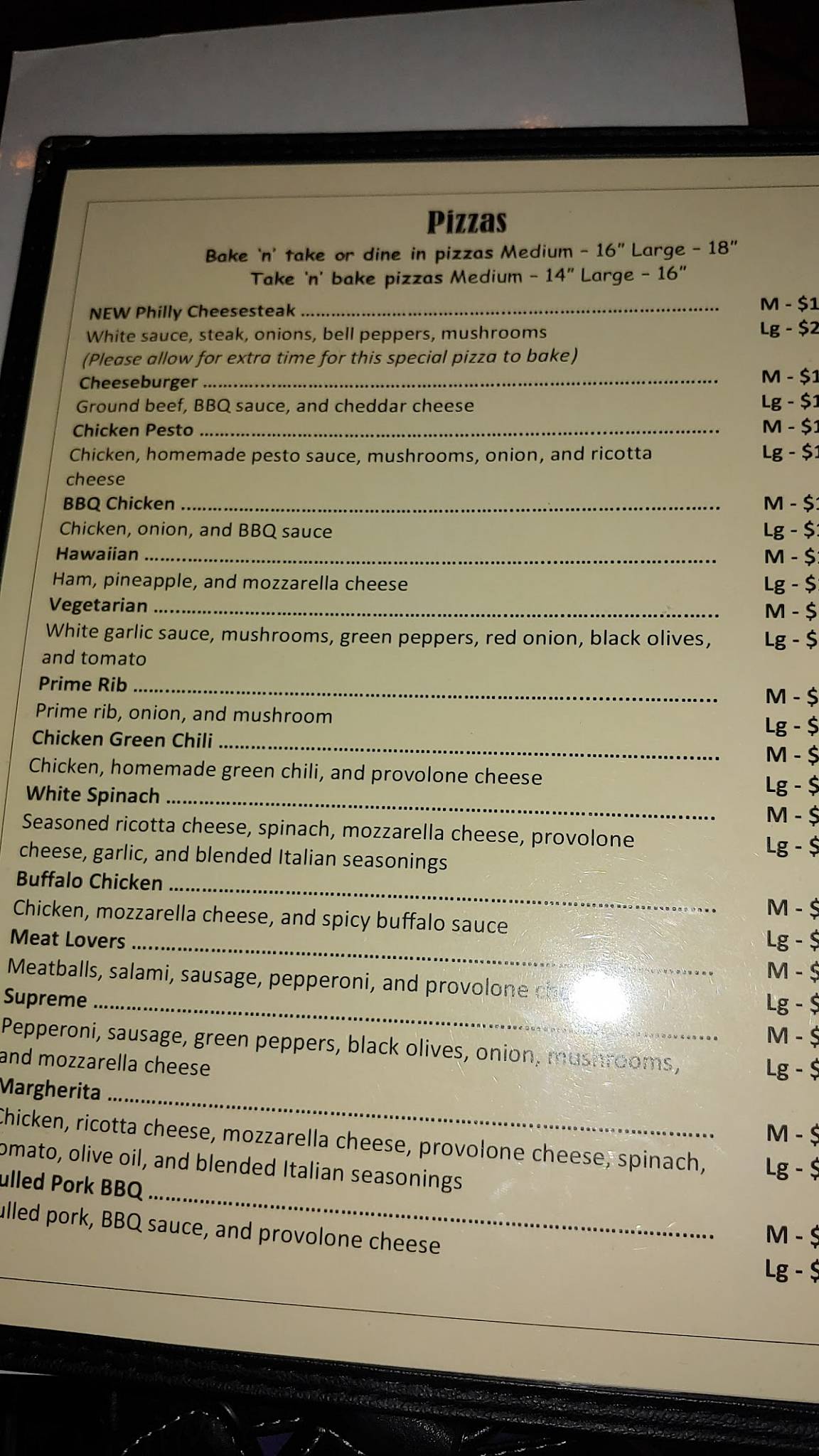 Menu at THE SILVER SPUR restaurant, Platteville