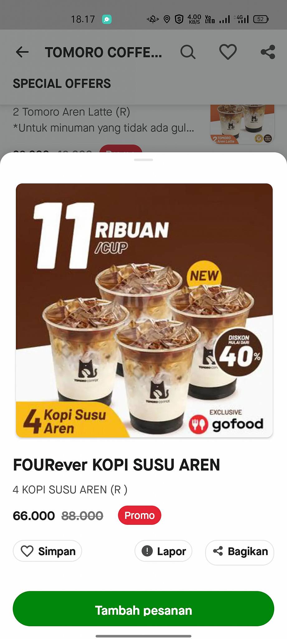 Menu at TOMORO COFFEE - LIPPO CIKARANG, Bekasi Regency