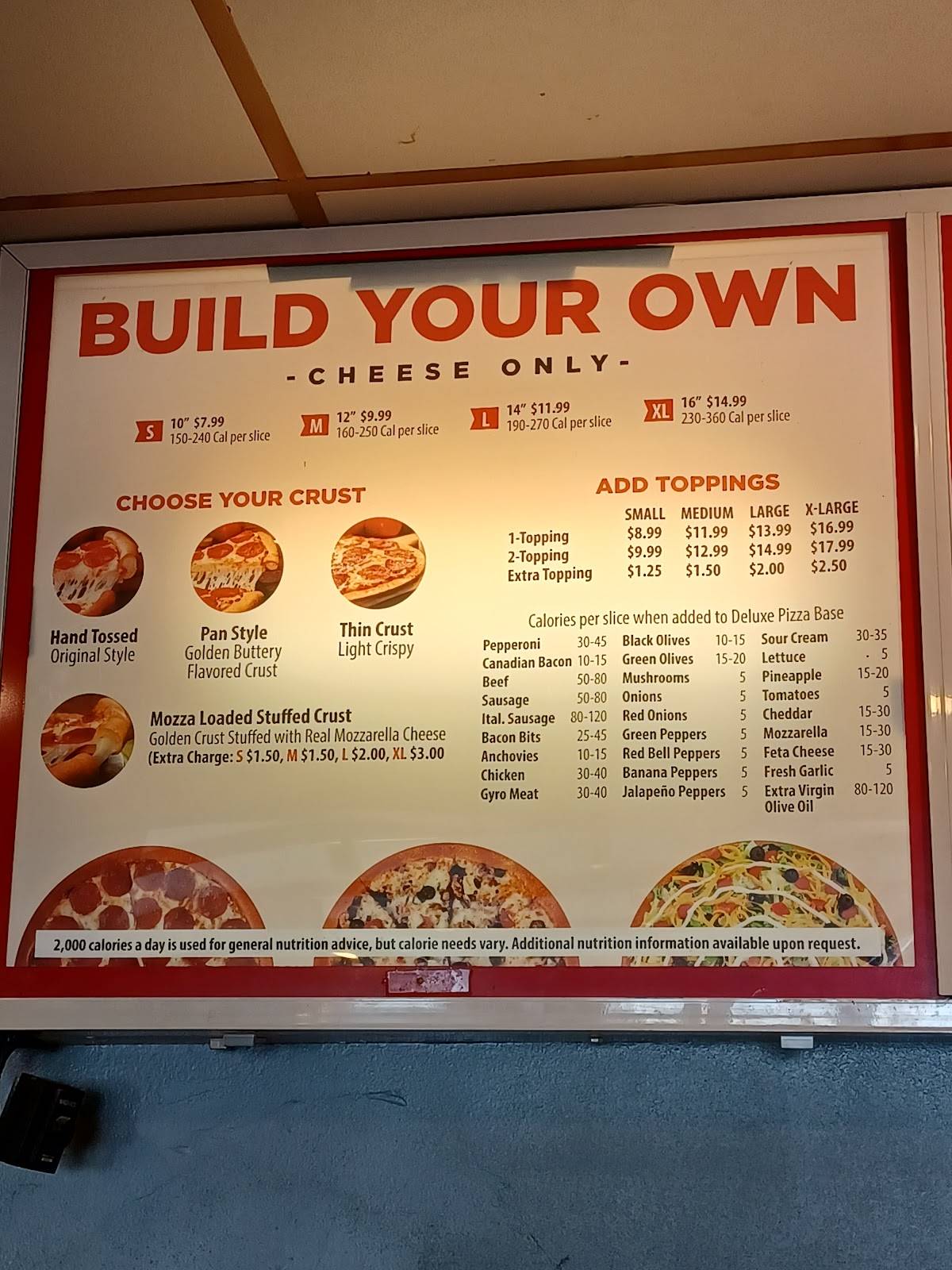 Menu at TONY CAPONY PIZZA restaurant, Eau Claire