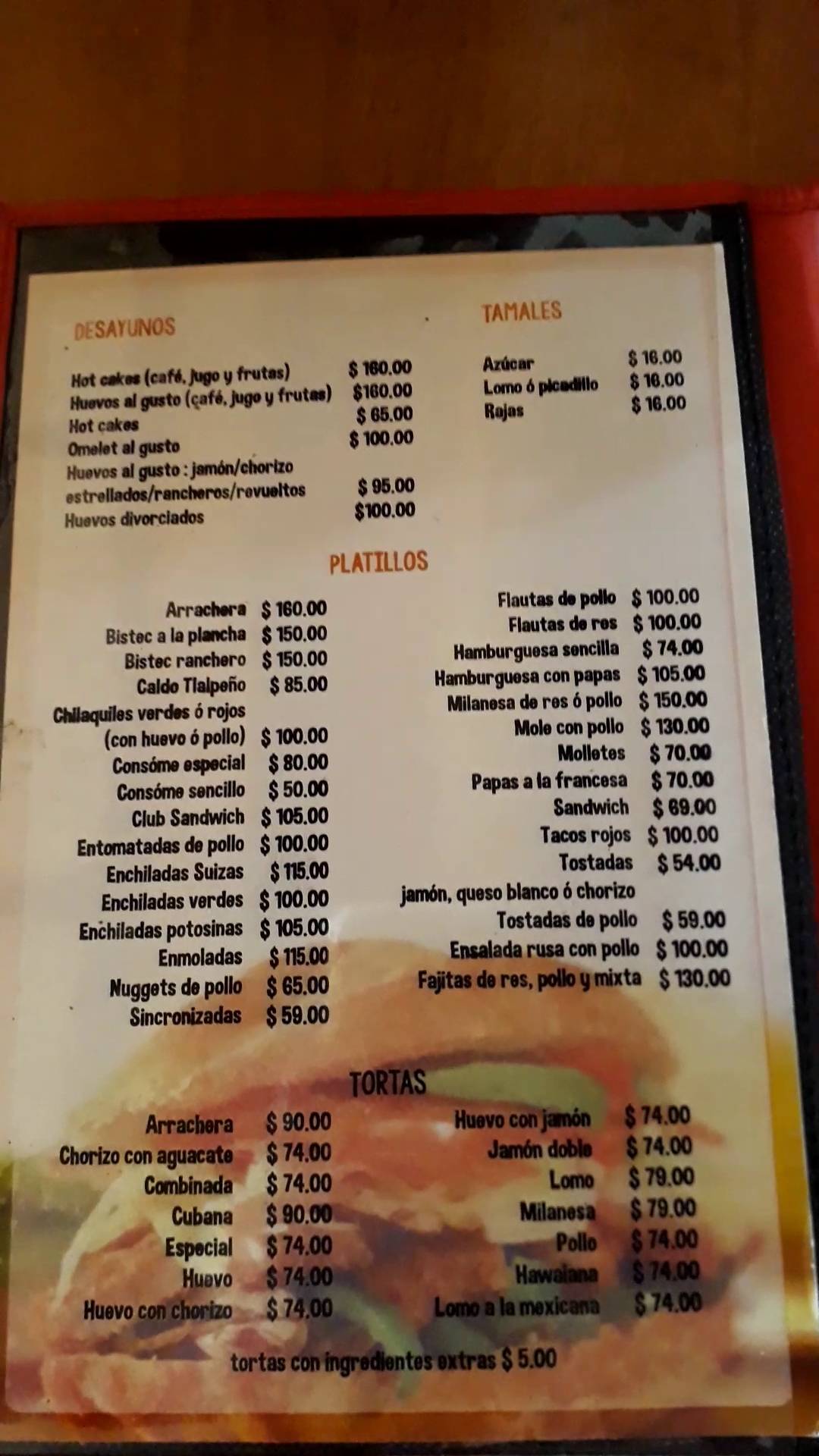 Carta del restaurante TORTERIA NUEVA, San Luis Potosi