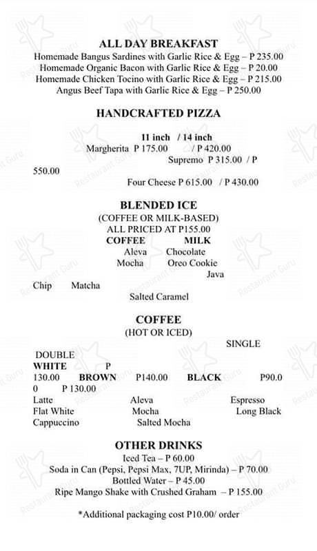 Menu at TOSH Cafe x Chikos, Makati, 142 Valero