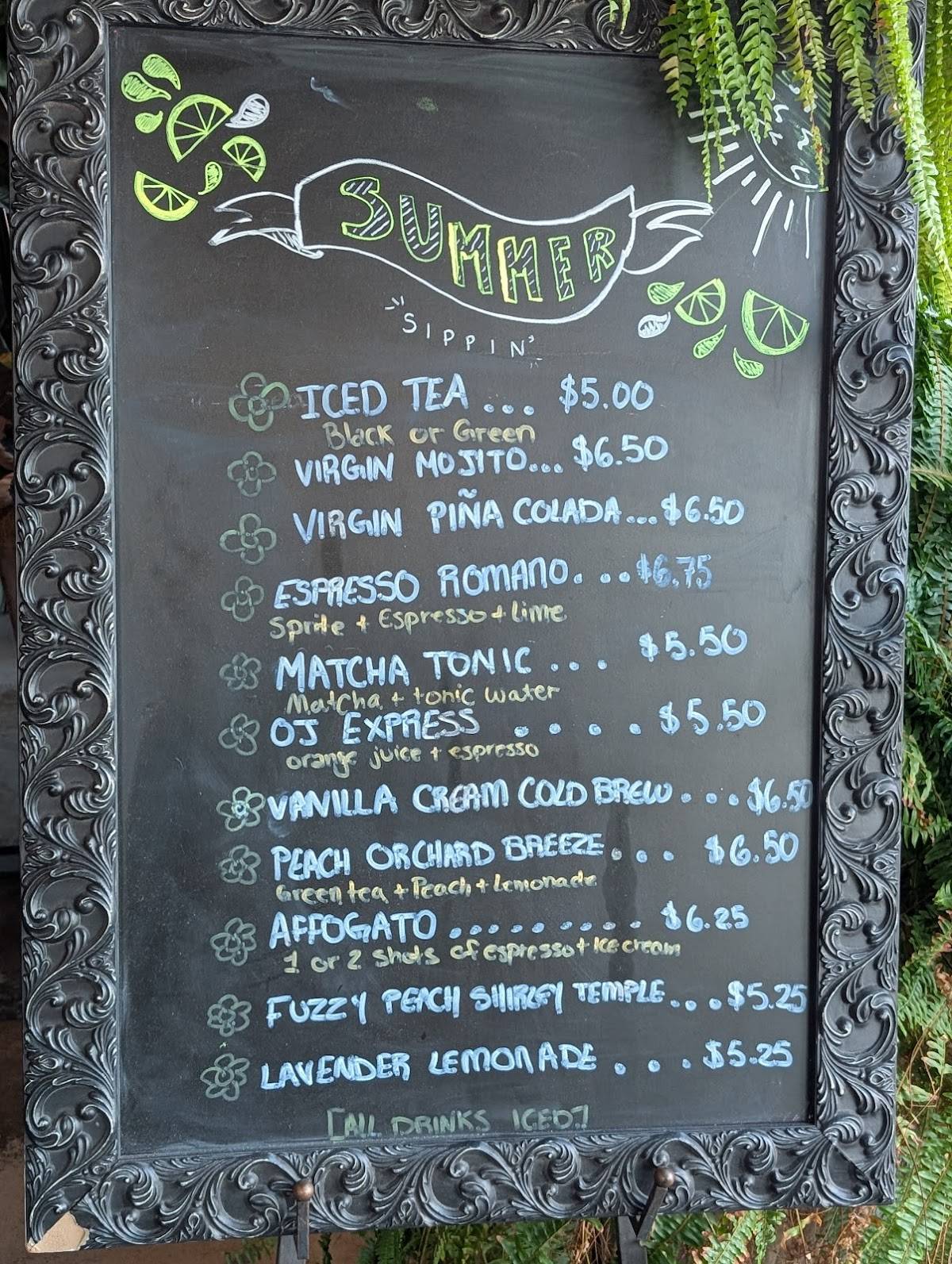 Menu at TOT Café, Saskatoon