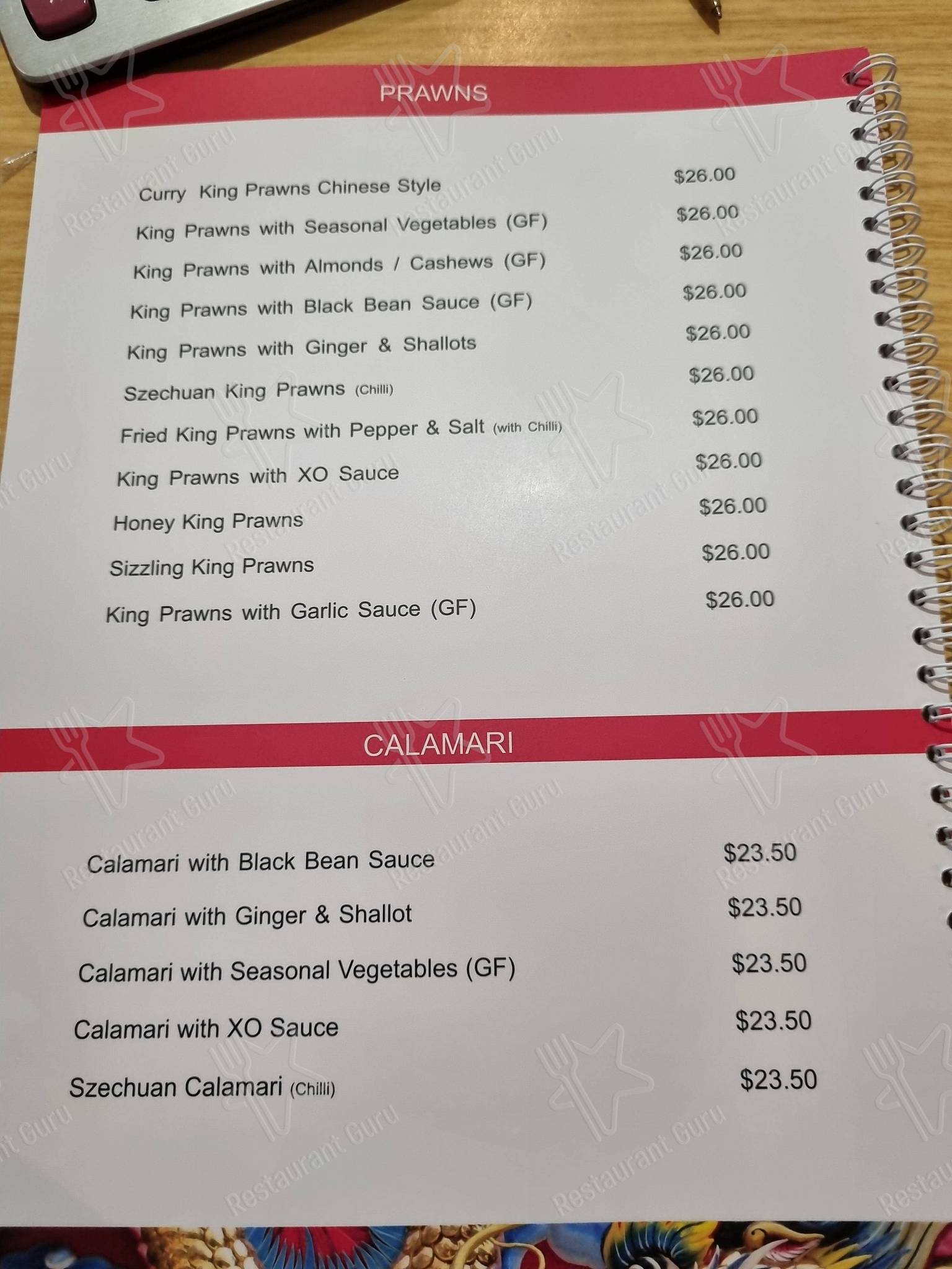 Menu at TREASURE HOUSE restaurant, McDowall, Cnr Hamilton & Beckett Rds