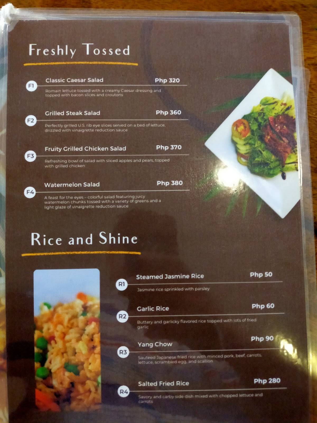 Menu at Tabla Restaurant, Pasay