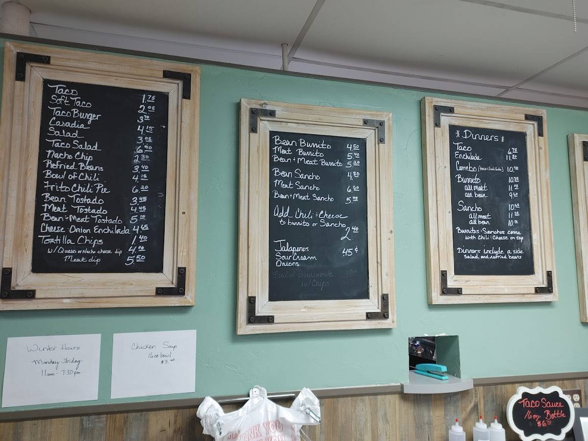 Menu at Taco Stop restaurant, Ponca City