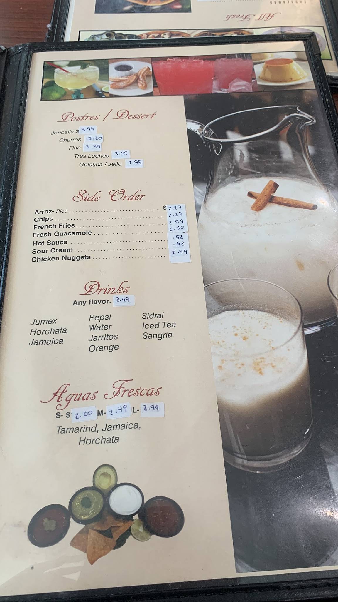 Menu at Tacos Mi Nacho restaurant, Meriden