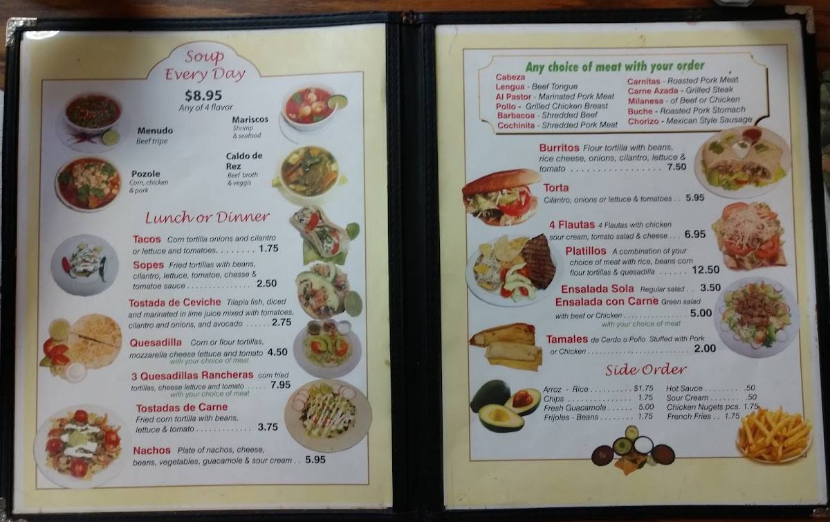 Menu at Tacos Mi Nacho restaurant, Meriden