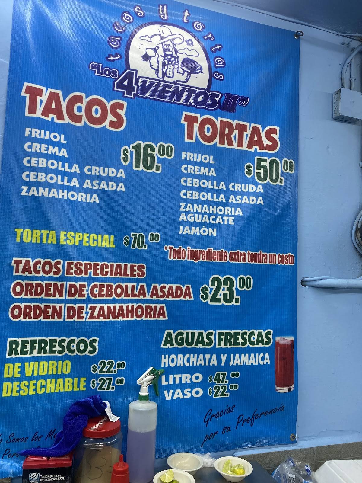 Carta del restaurante Tacos Y Tortas Los 4 Vientos, Ciudad Madero