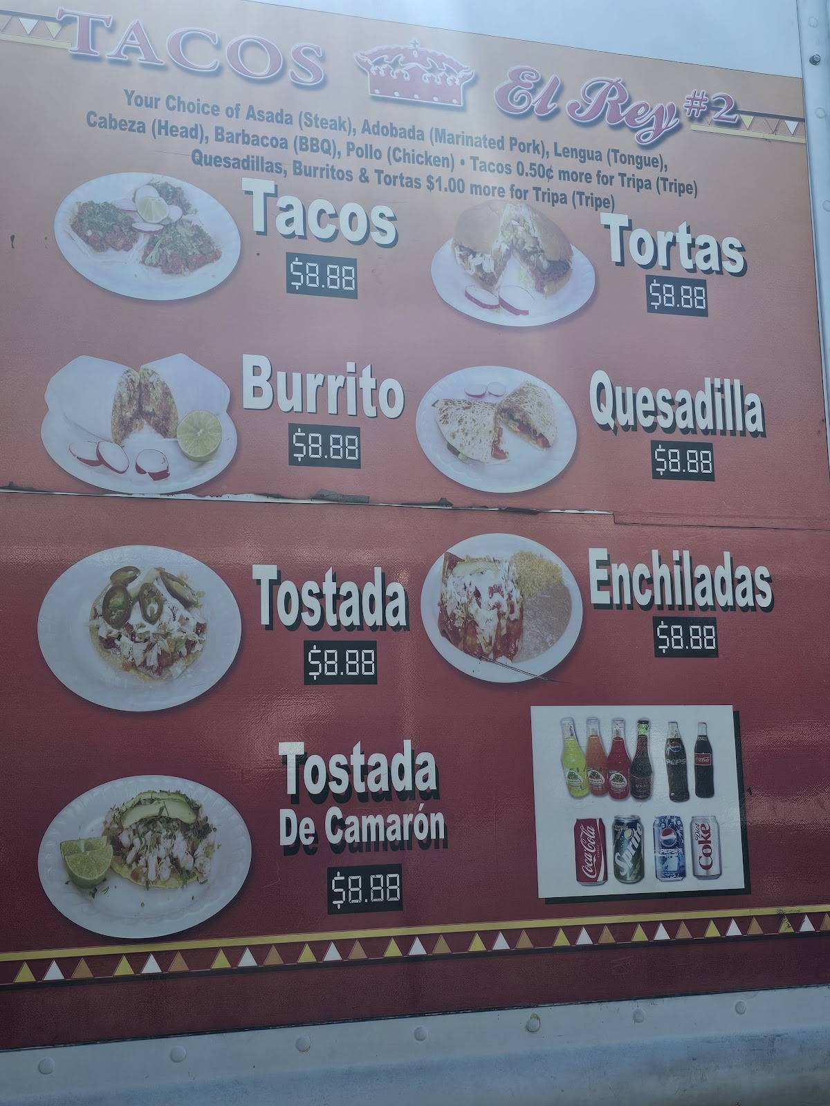 Menu at Tacos el Rey #6 restaurant, Boise