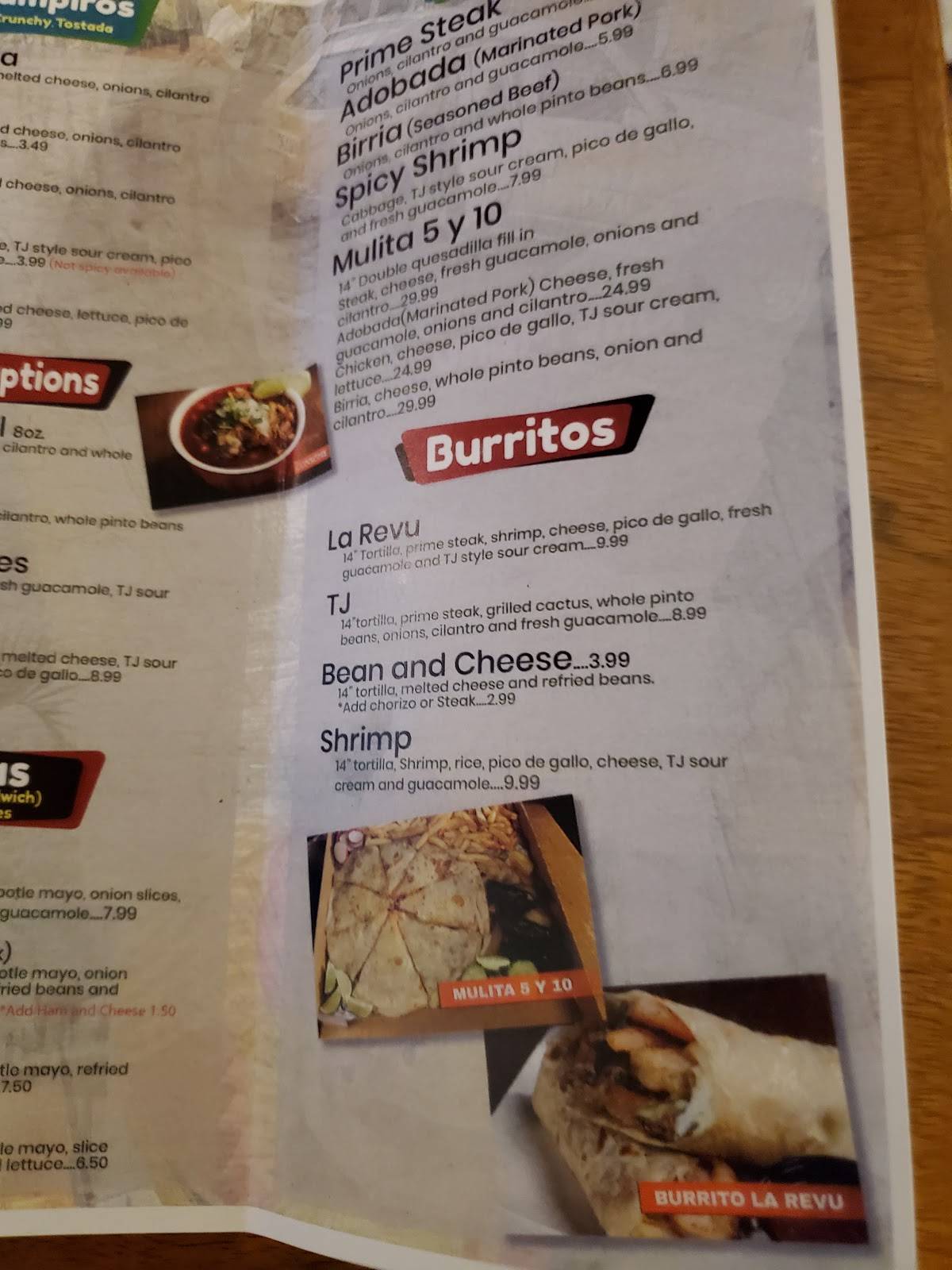 Menu at Tacos tj 664 restaurant, Wichita