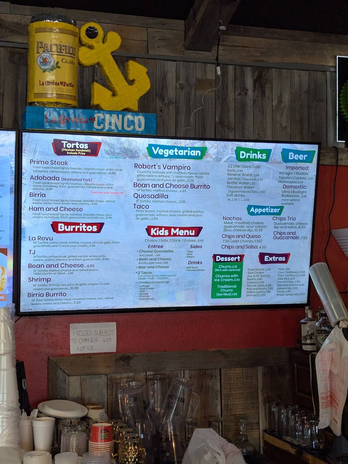 Menu at Tacos tj 664 restaurant, Wichita, N West St