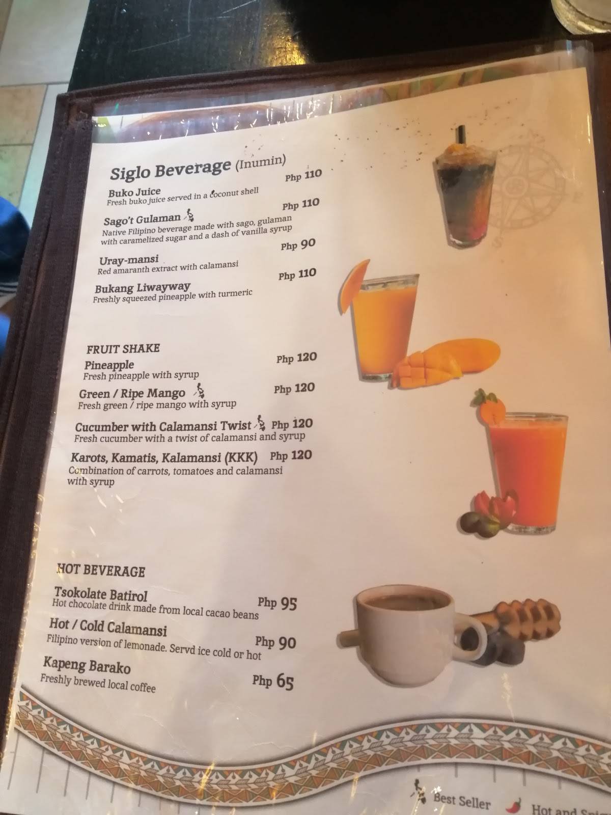 Menu at SIGLO MODERN FILIPINO restaurant, Tagaytay, Tagaytay - Calamba Rd