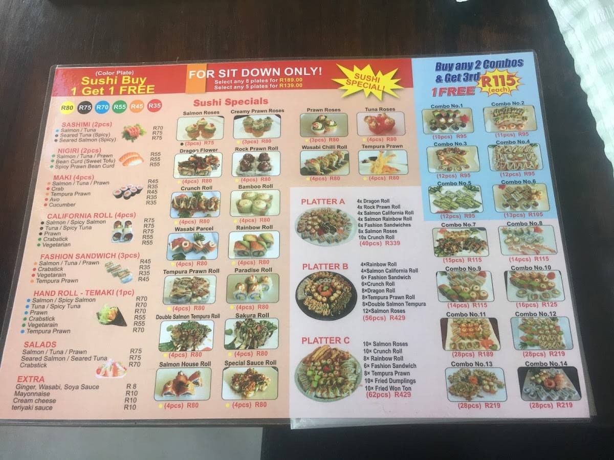 Menu at Tai shan Restaurant, Cape Town, 48 2nd Ave