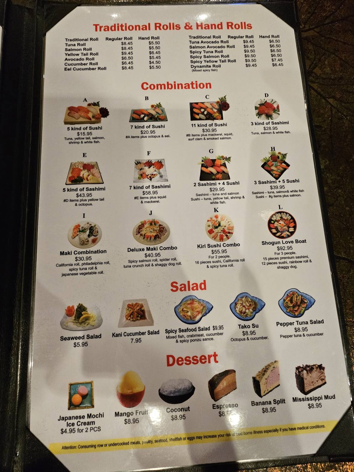 Menu at Taisho Japanese Grill and Sushi Bar, Cypress