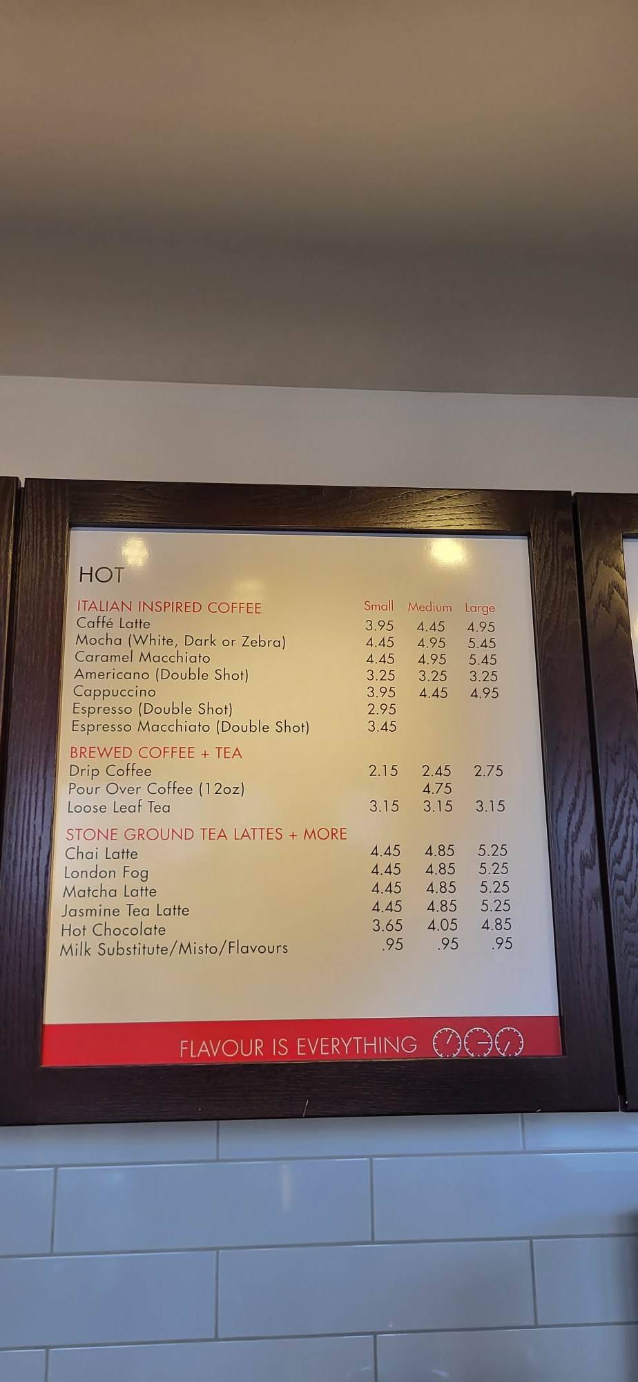 Menu au Take Five Café, Port Coquitlam