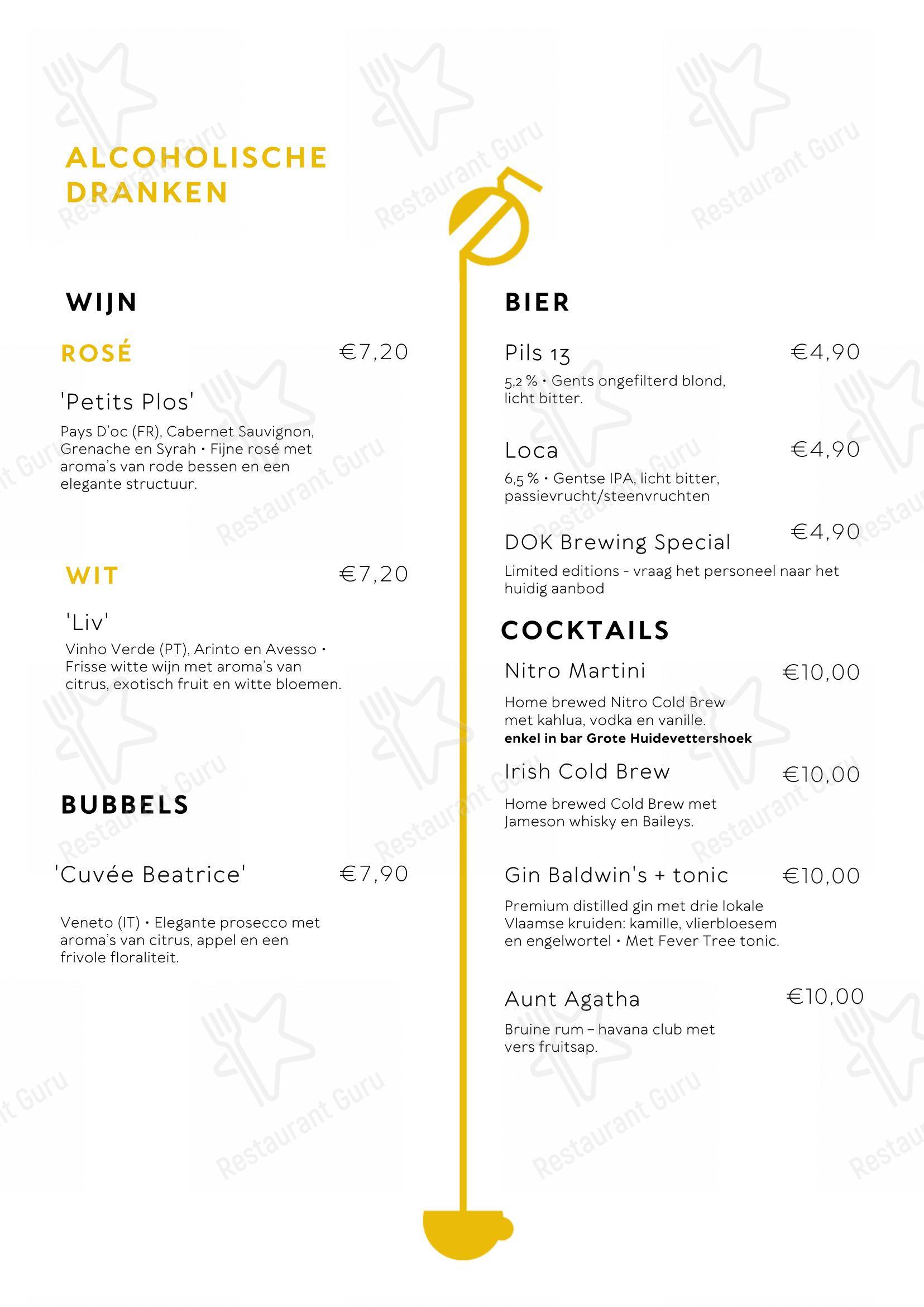 Menu at Take Five Espresso, Ghent