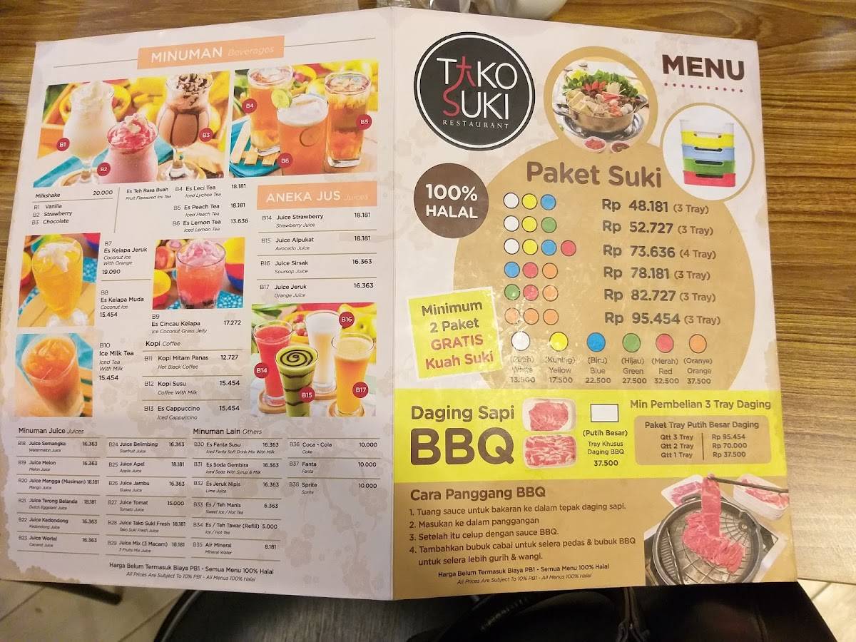 Carta del restaurante Tako Suki, Bekasi