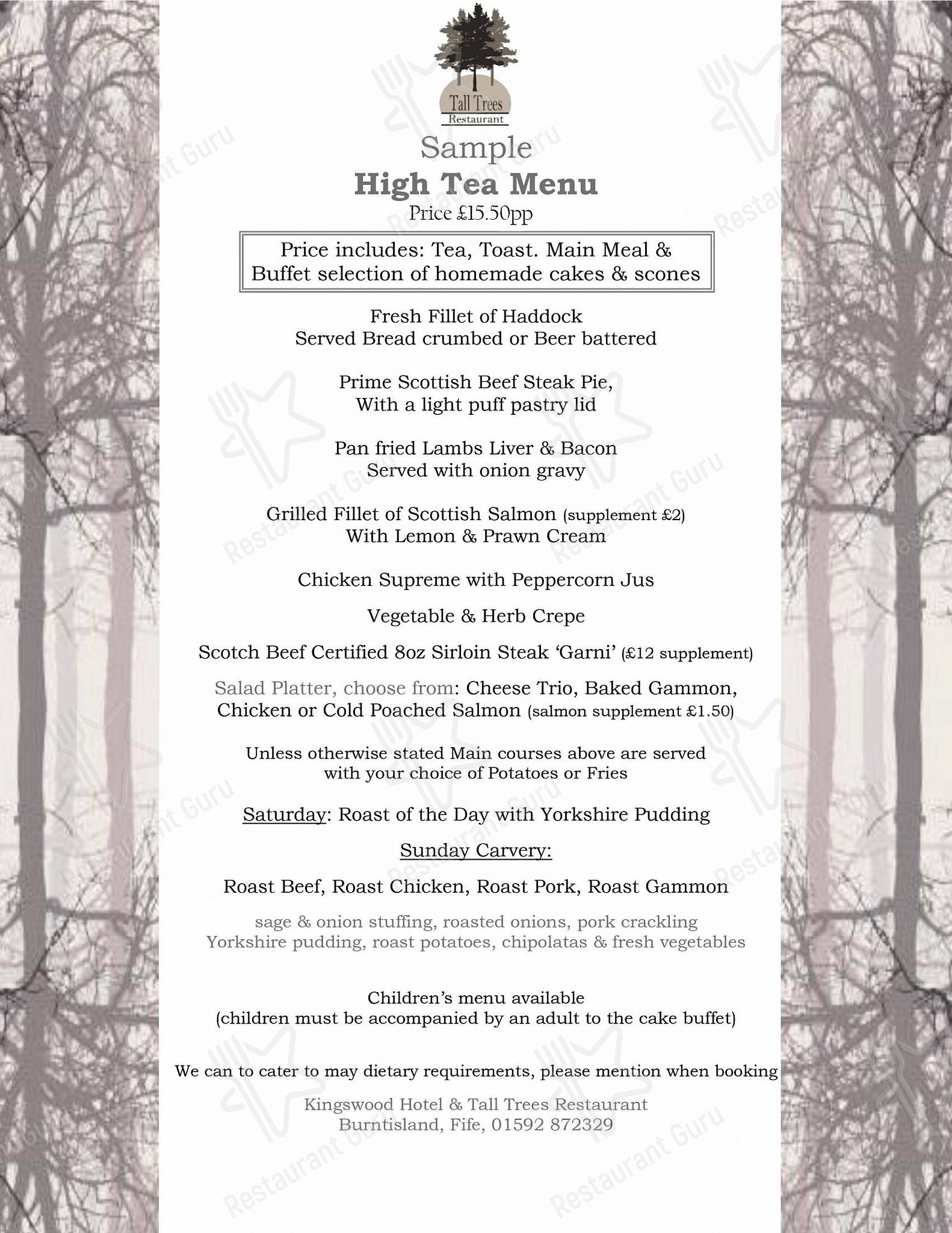 Menu at Kingswood Hotel pub & bar, Burntisland