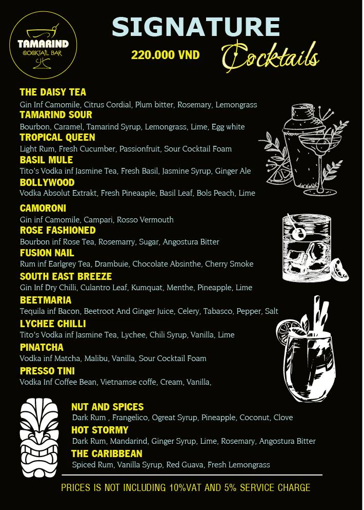 Menu at Tamarind Hidden Cocktail Bar (Me - Drink and Chill), Ho Chi ...