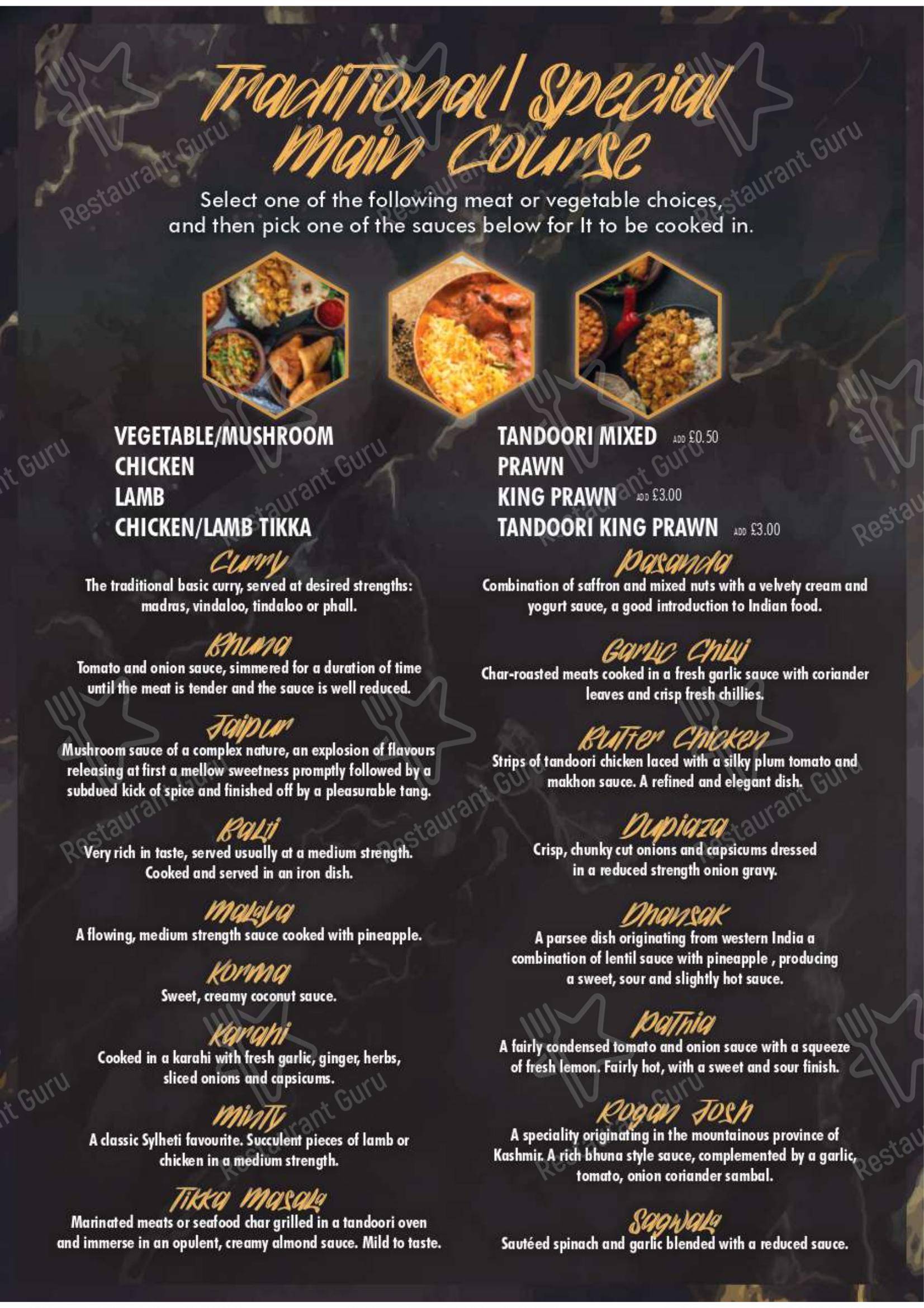 Menu at Tamarind Restaurant Spondon, Derby