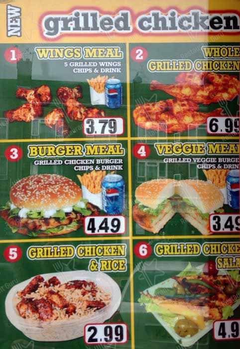 Menu at Tams Peri Peri Chicken restaurant, Northwood, 78 Joel St