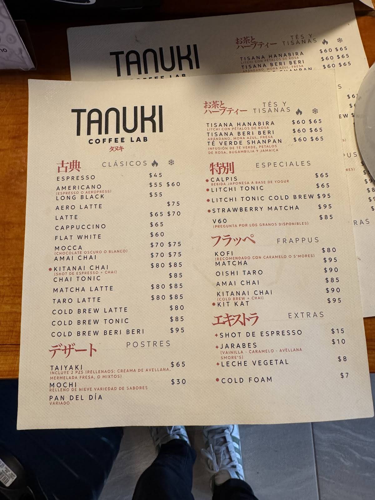 Menu at Tanuki Coffee Lab pub & bar, Hermosillo