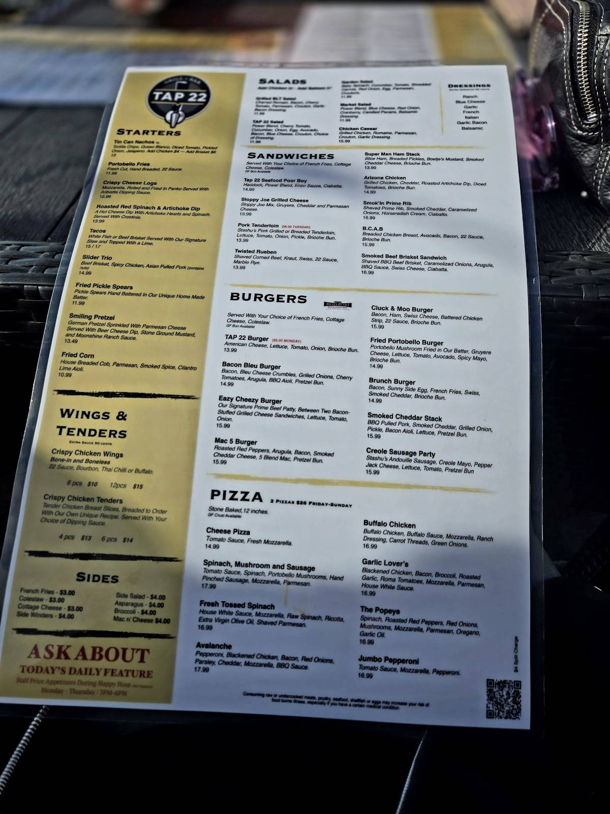 Menu at Tap 22 Grill & Bar, Silvis