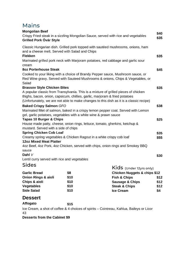 Menu at AnRvi restaurant, Mapleton