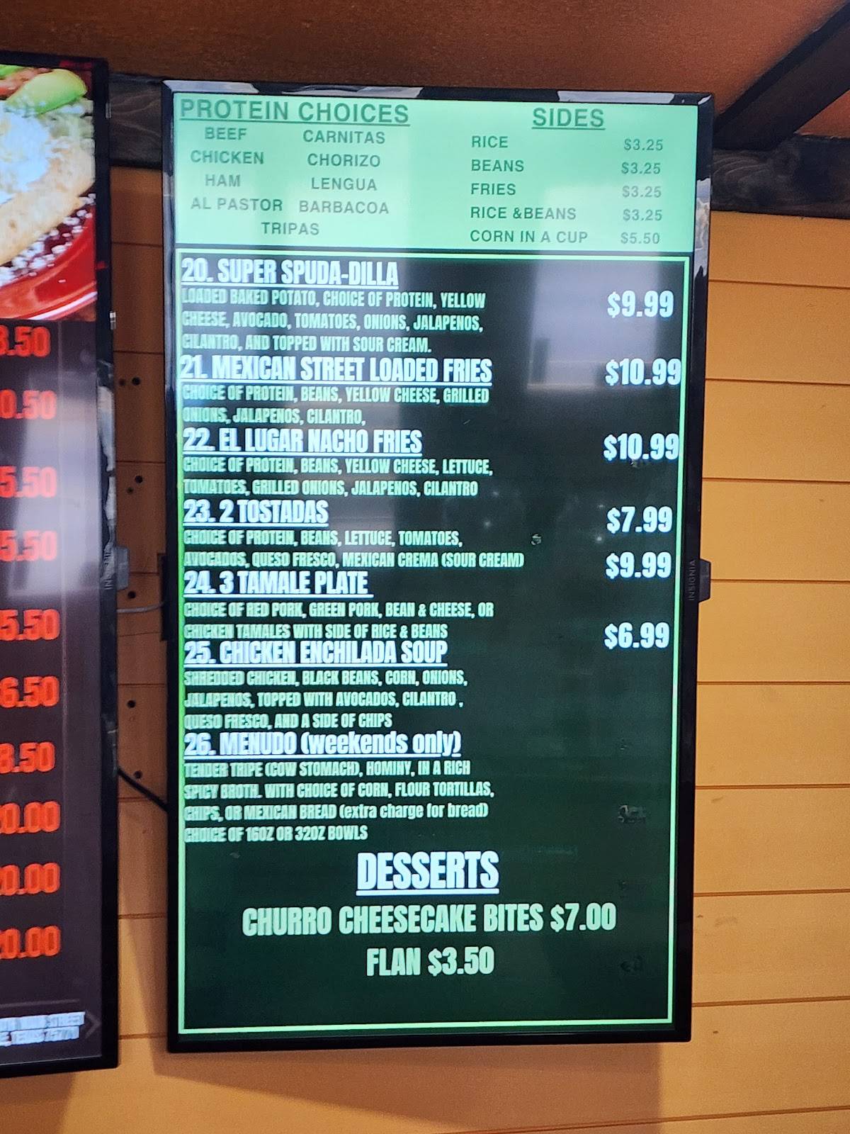 Menu at Taqueria El Lugar In Lindale restaurant, Lindale