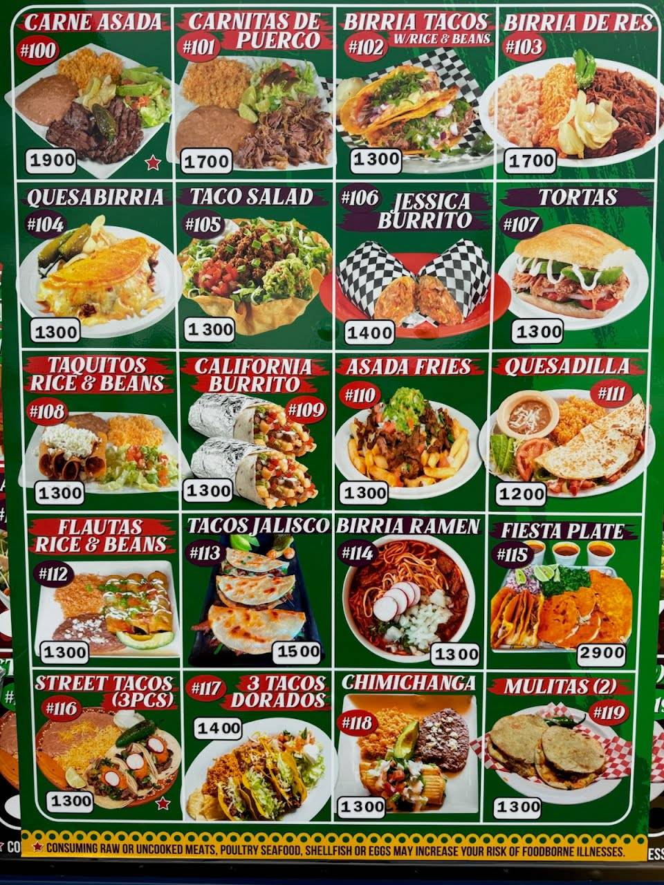 Menu at La Loteria Food Truck restaurant, Port Orchard