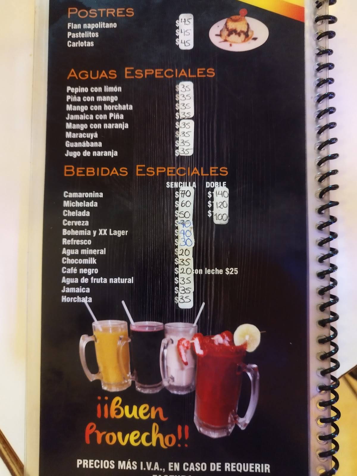 Carta del restaurante Taquería el chavito, Orizaba