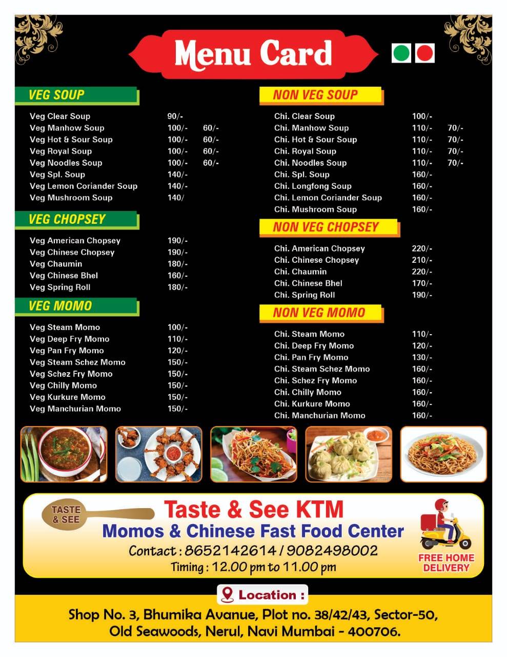 Menu at Taste And See Restaurant (KTM Momos), Navi Mumbai