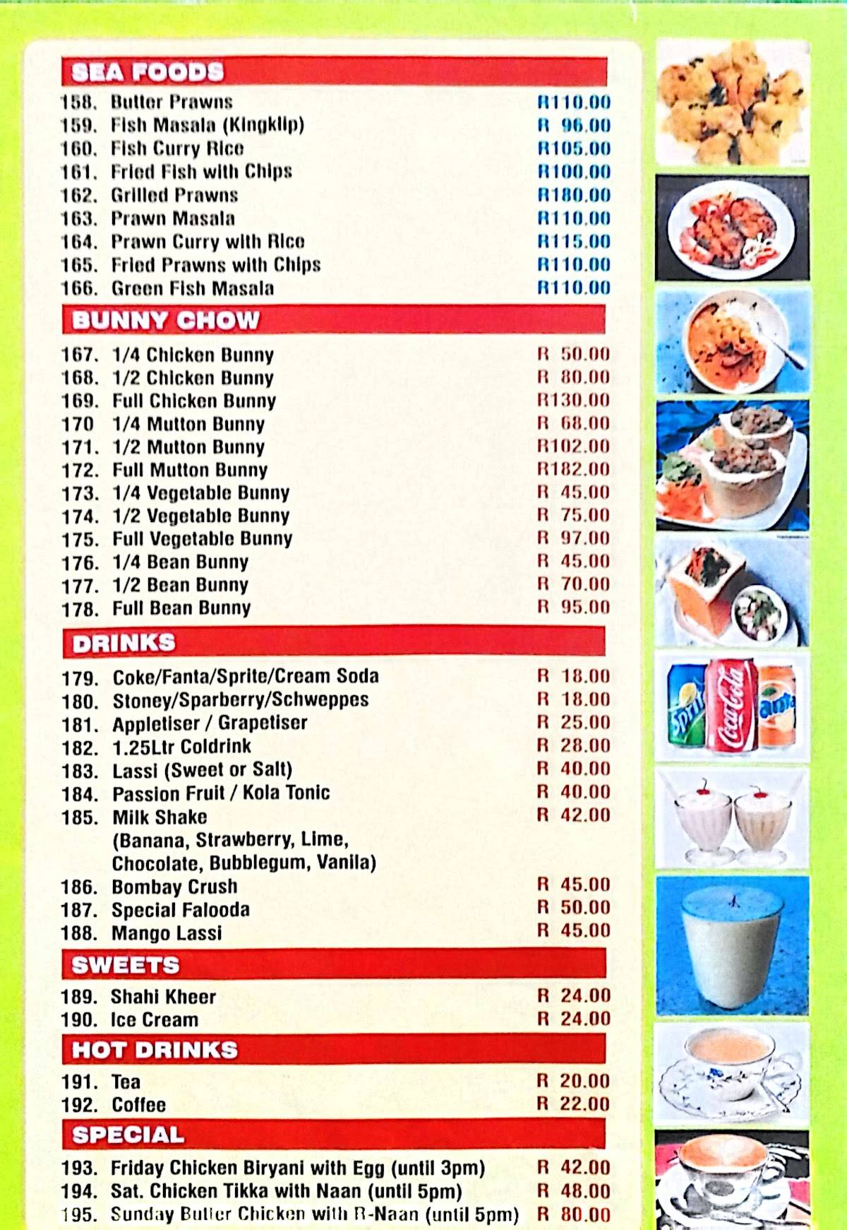 Menu at Taste Of Asia restaurants, Lenasia