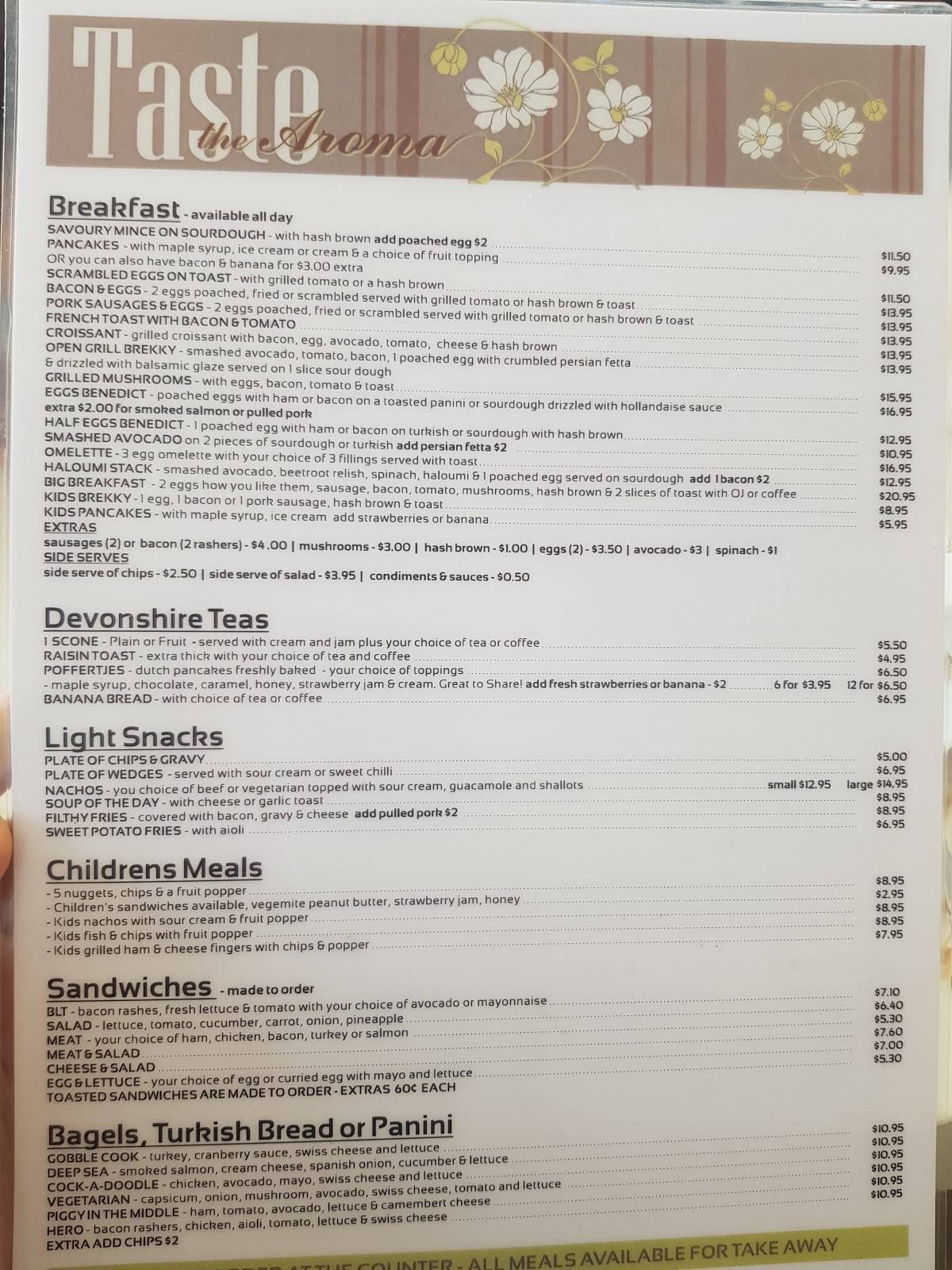 Menu at Taste The Aroma restaurant, Wynnum West, 51/2021 Wynnum Rd