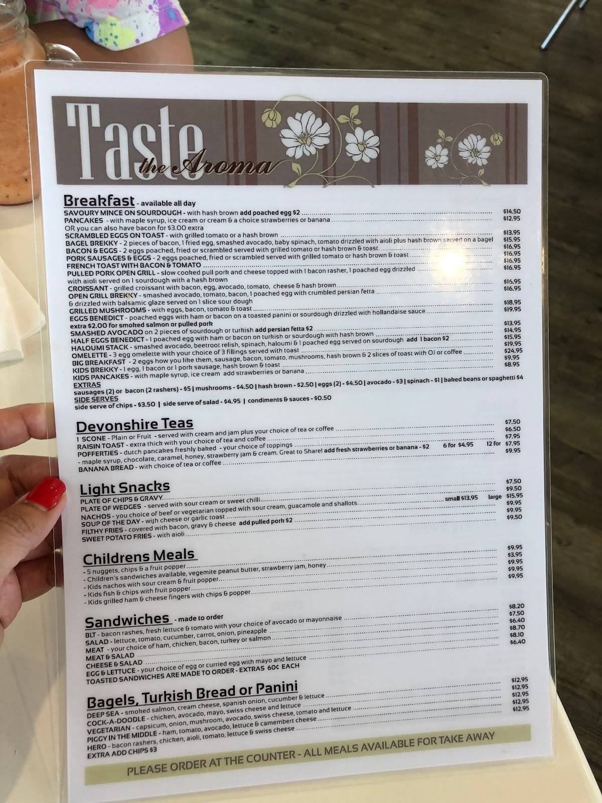 Menu at Taste The Aroma restaurant, Wynnum West, 51/2021 Wynnum Rd