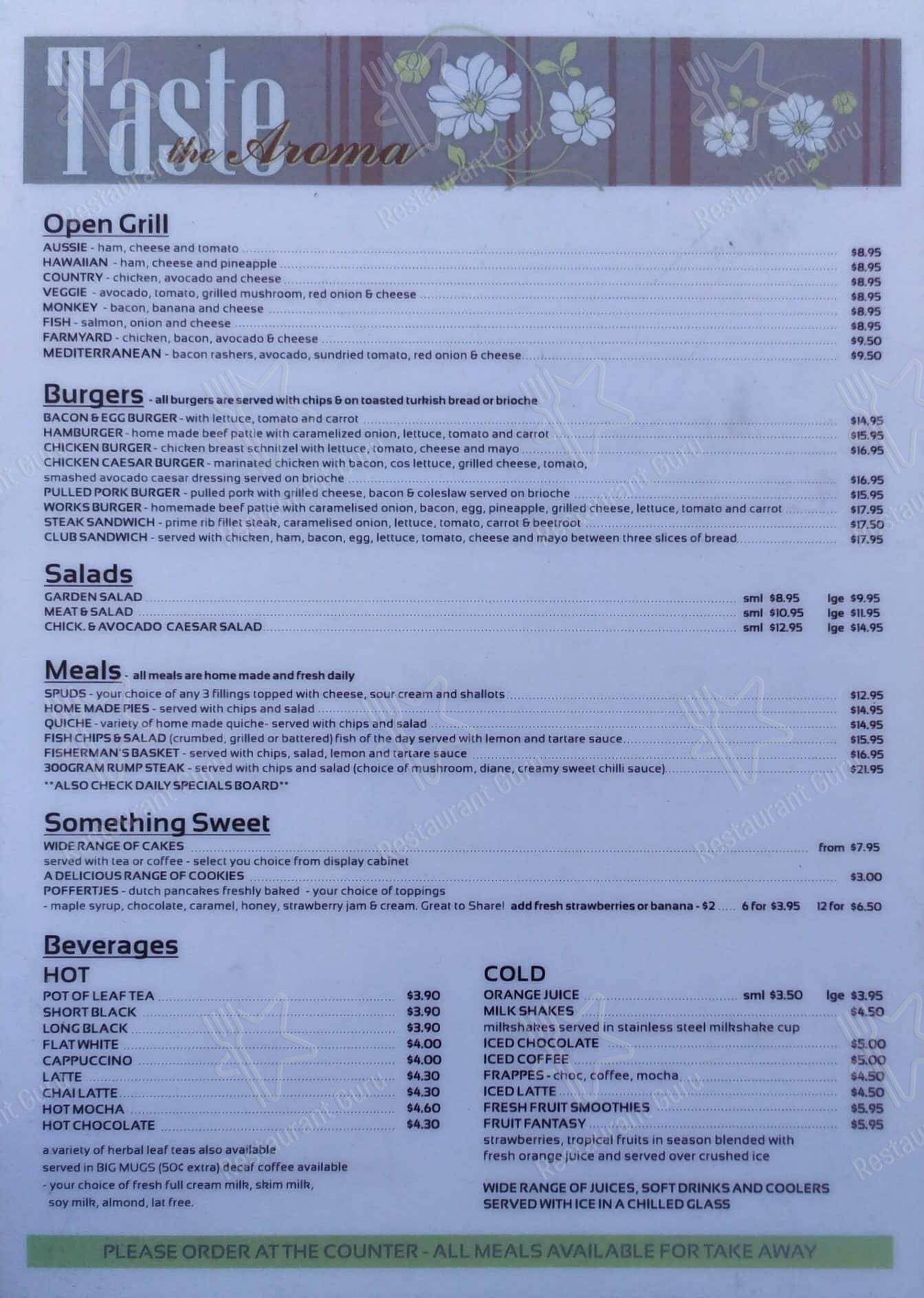 Menu at Taste The Aroma restaurant, Wynnum West, 51/2021 Wynnum Rd
