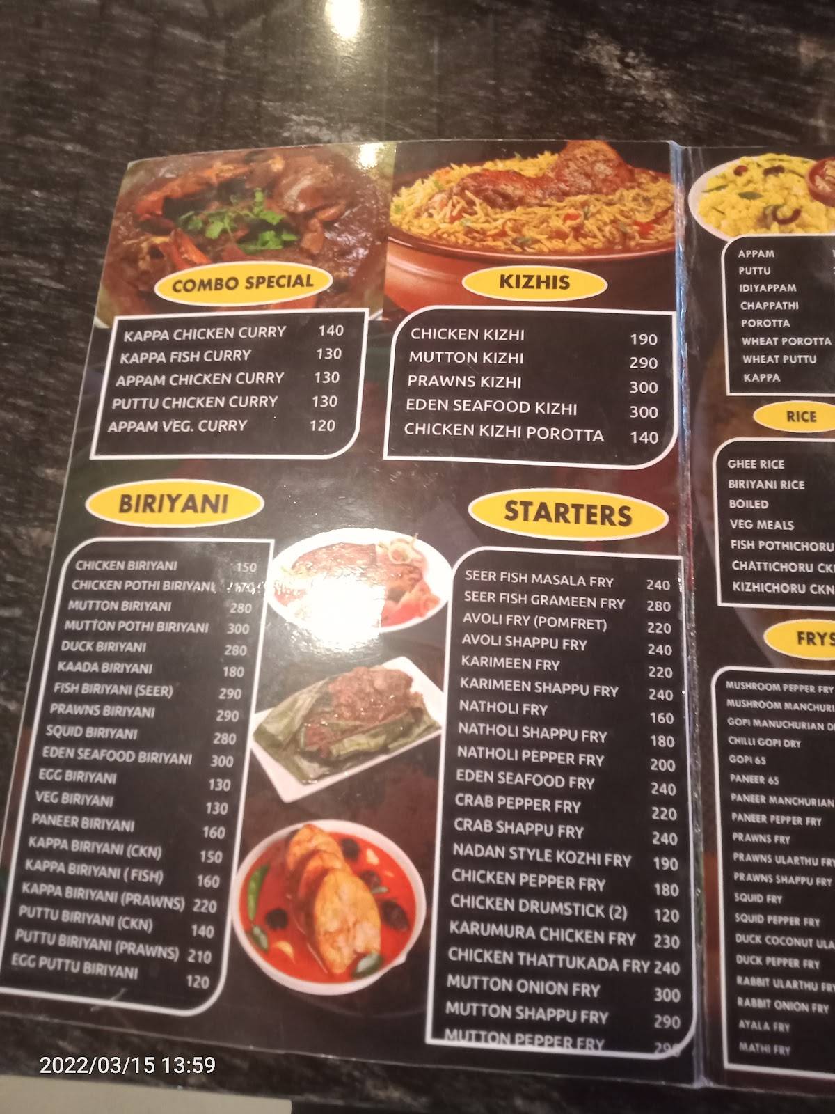 Menu at Tastes of Eden Restaurant and Cafeteria Bakery Catering ...