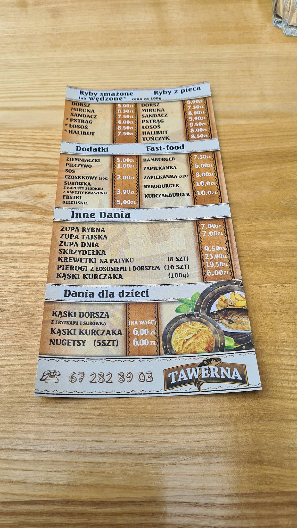 Menu at Tawerna Rataje restaurant, Poland, Margonińska 35a